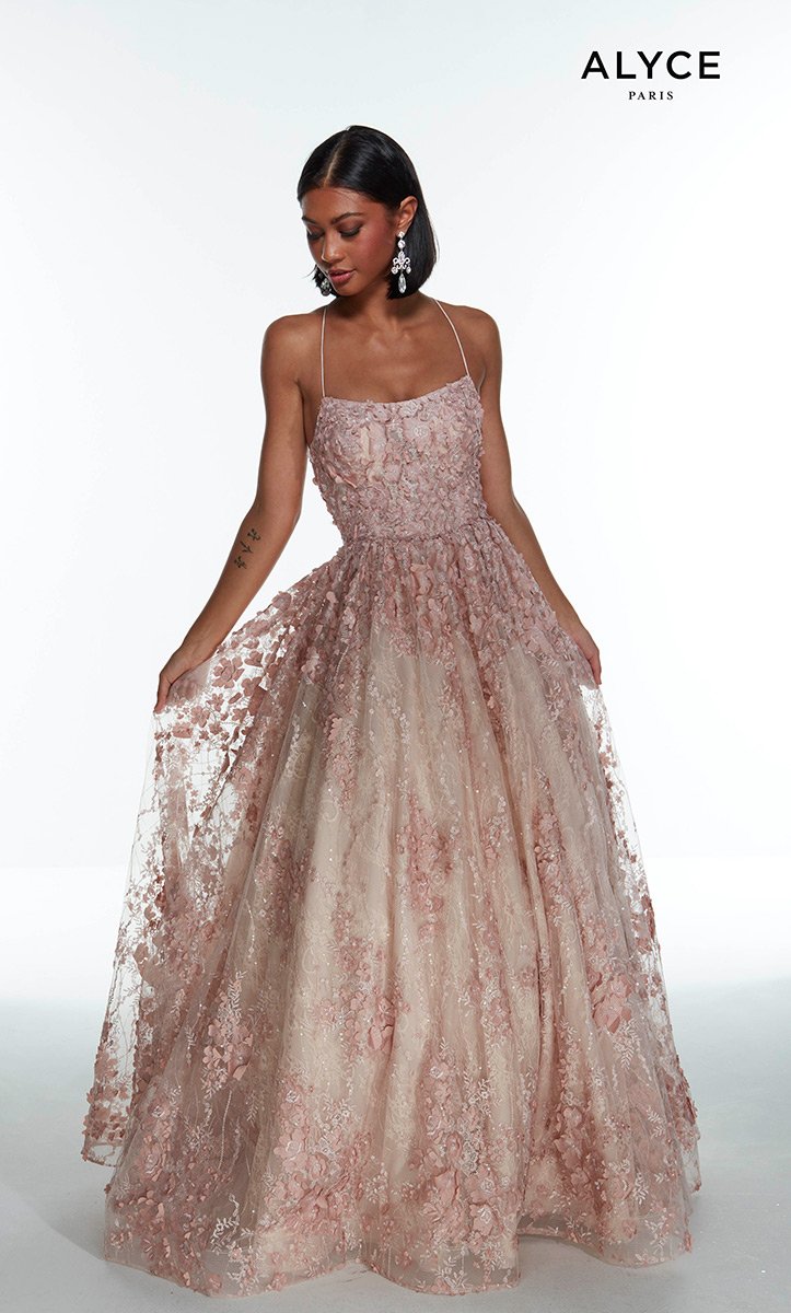 French Novelty: Alyce Paris 60883 Gorgeous 3D Lace Prom Dress