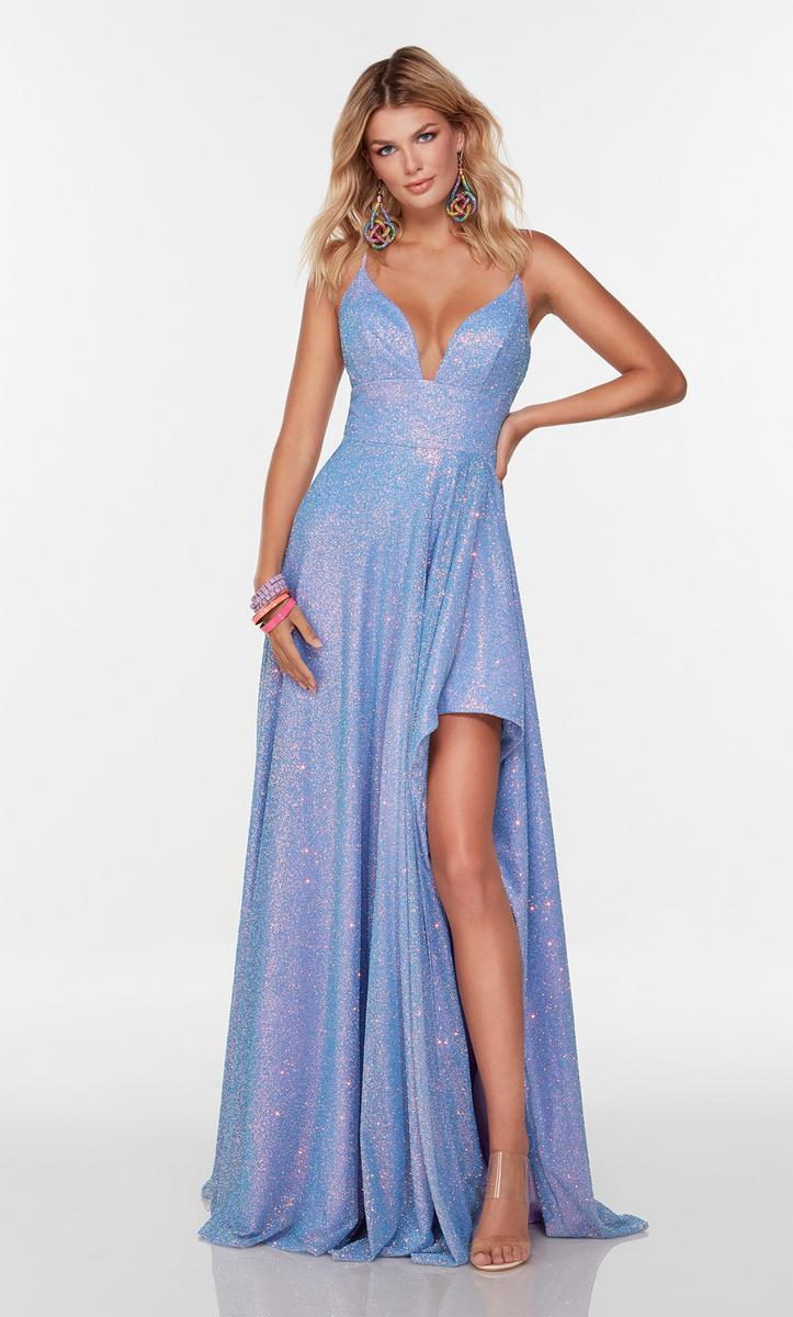 French Novelty: Alyce Paris 61092 High Slit Shimmering Prom Dress