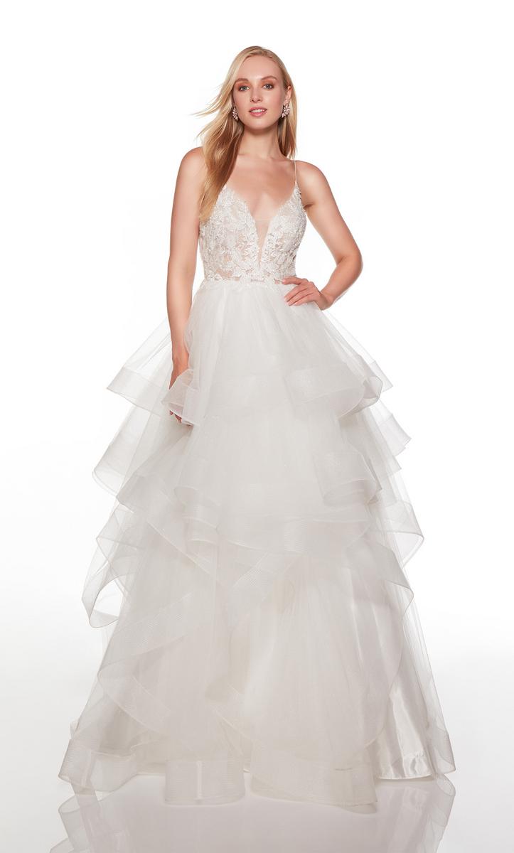 French Novelty: Alyce Paris 61290 Lace and Ruffle Tulle Prom Dress