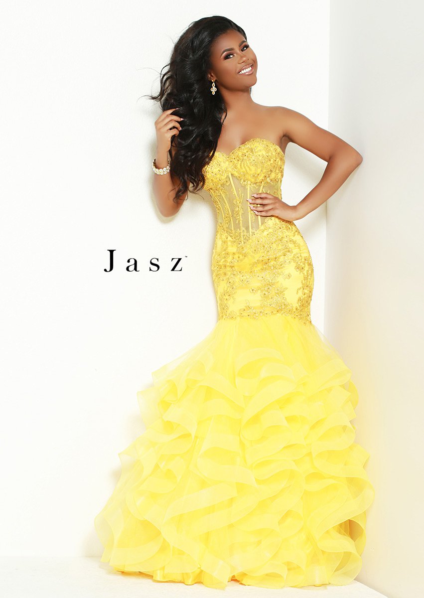 French Novelty: Jasz Couture 6430 Ruffle Mermaid Prom Gown