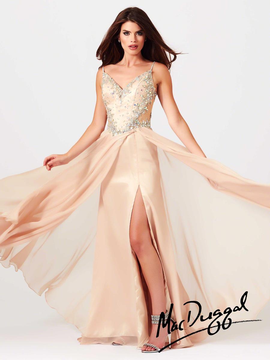 French Novelty Mac Duggal 64701m Illusion Beaded Evening Dress