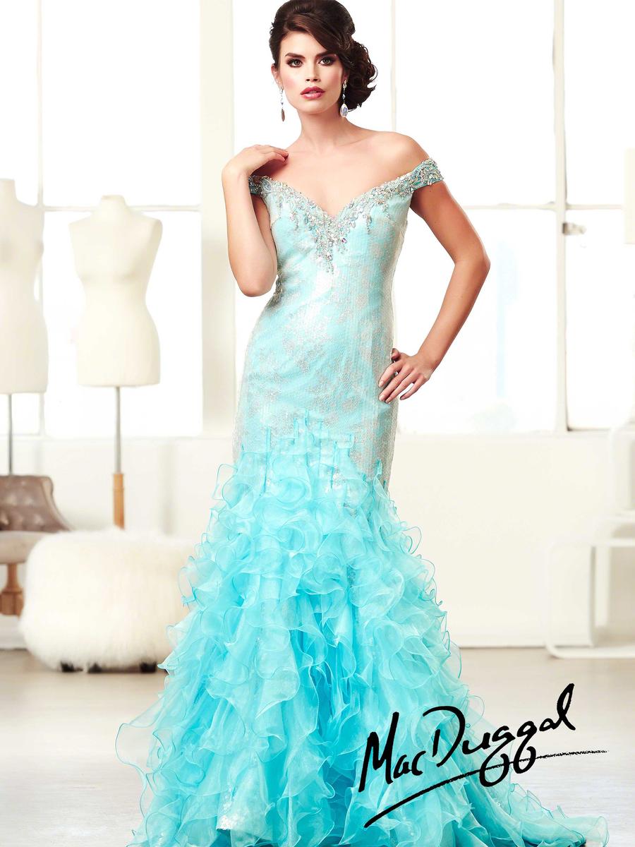 Mac Duggal Ball Gowns 64734h Off Shoulder Ruffle Dress French Novelty