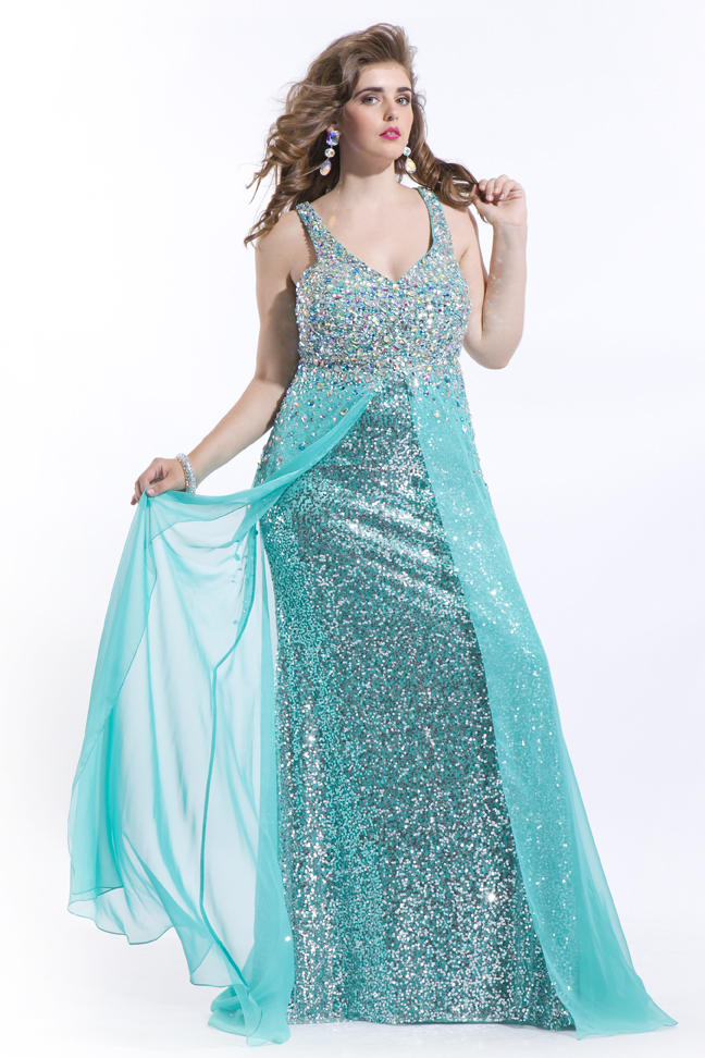 French Novelty: Party Time 6588 Plus Size Sequin Evening Dress