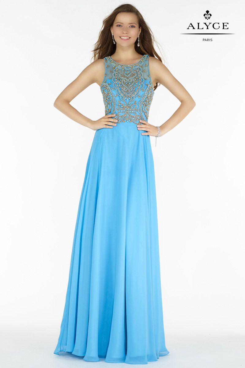 French Novelty: Alyce Paris 6681 Embellished Chiffon Prom Dress
