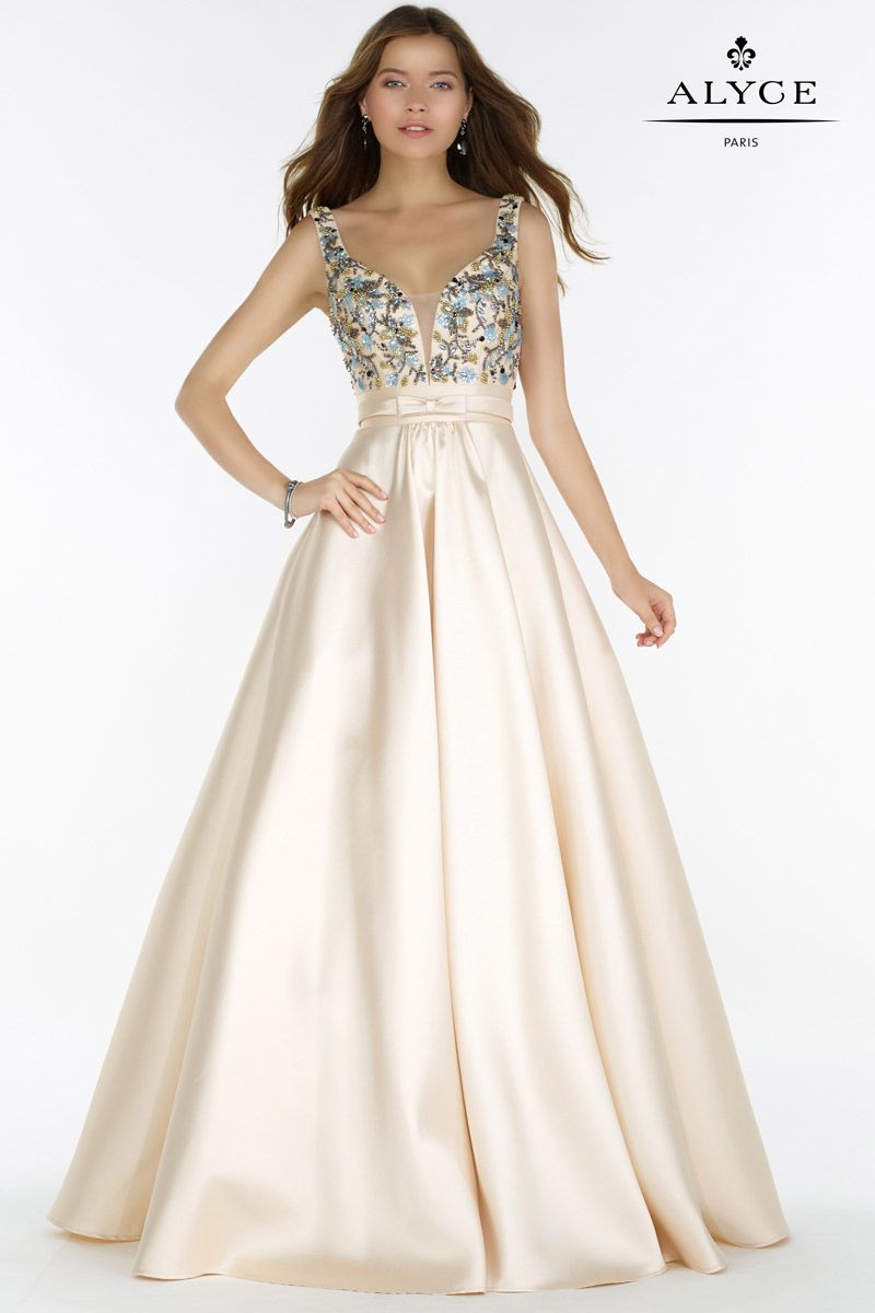French Novelty: Alyce Paris 6834 V Neck Mikado Ball Gown