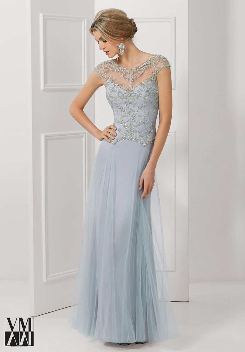 French Novelty: VM Collection 71120 Embroidered Tulle Formal Dress