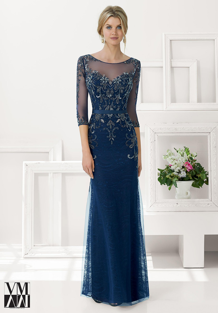 French Novelty: VM Collection 71134 Beaded Lace MOB Dress