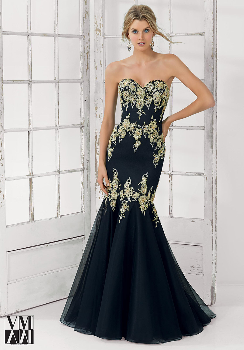 French Novelty: VM Collection 71141 Beaded Embroidered Tulle Gown