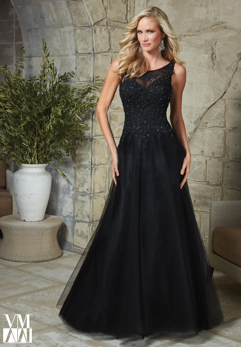 French Novelty: VM Collection 71225 Chantilly Lace Formal Dress