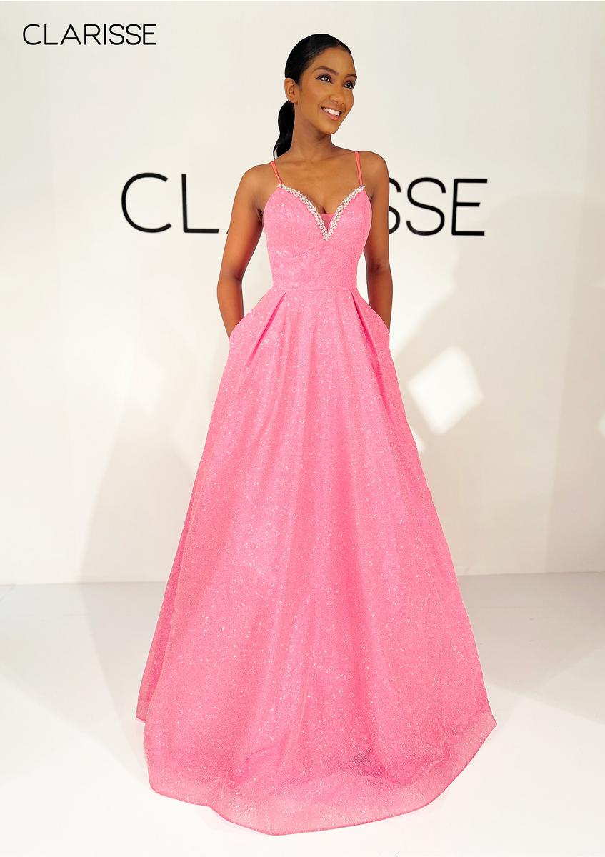 French Novelty: Clarisse 810635 Glitter Prom Gown with Pockets