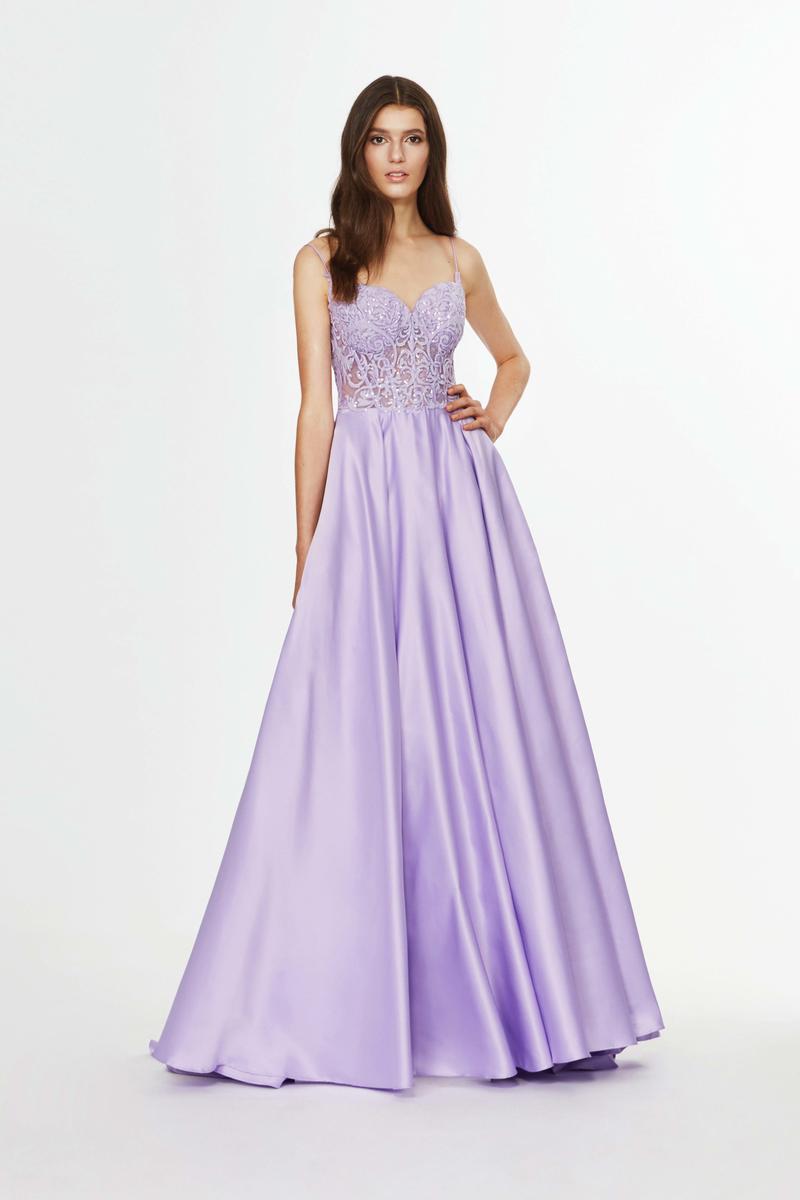 French Novelty: Angela and Alison 91022 Sheer Lace Top Prom Dress