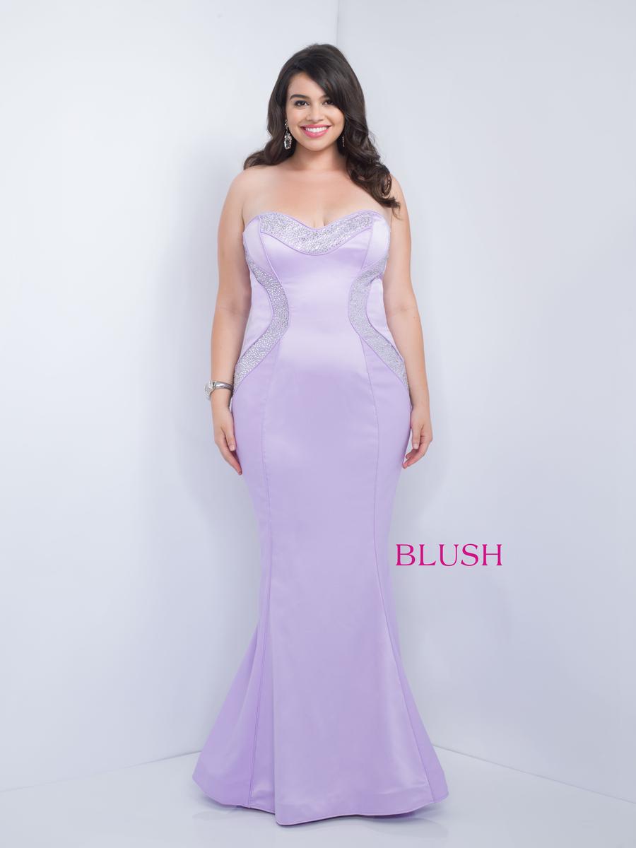 French Novelty Blush Too 9109w Satin Plus Size Prom Gown With Crystals