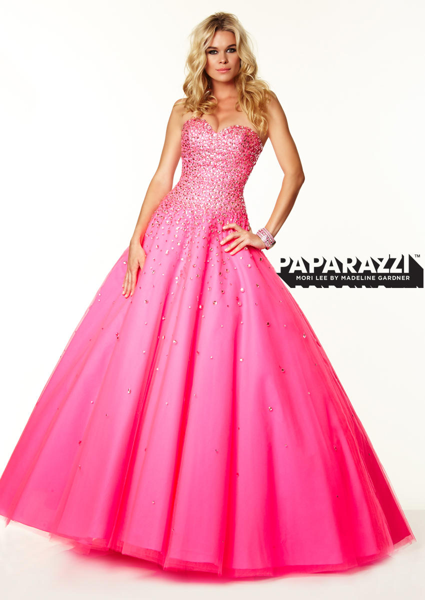 French Novelty Mori Lee Paparazzi 97034 Jeweled Tulle Ball Gown