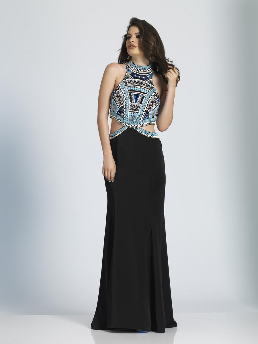 French Novelty: Dave and Johnny A4648 Color Beaded Crepe Gown