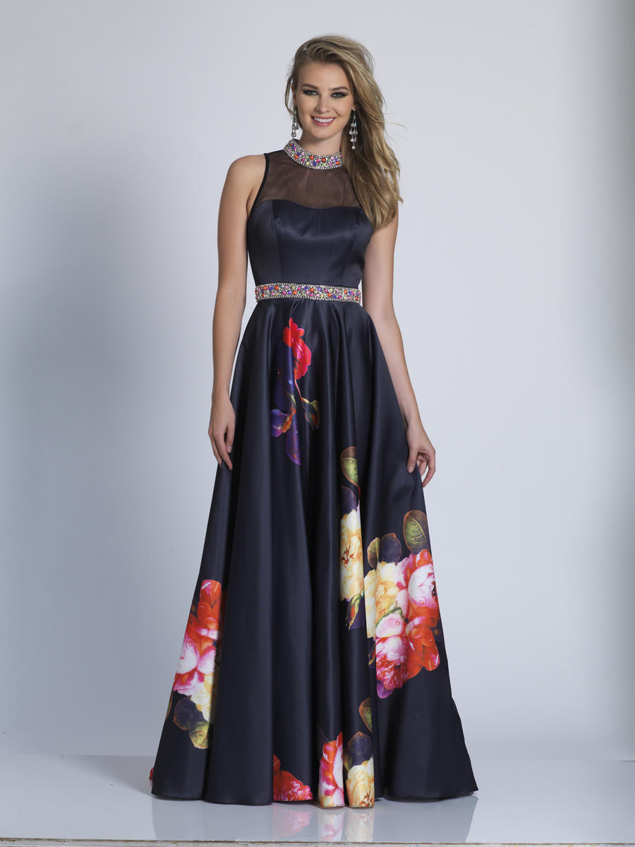 Dave and Johnny A6540 Colorful Beaded Trim Gown: French Novelty