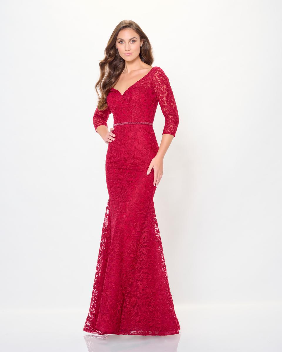 French Novelty: Cameron Blake CB3238 Lace Gown with Removable Sleeves