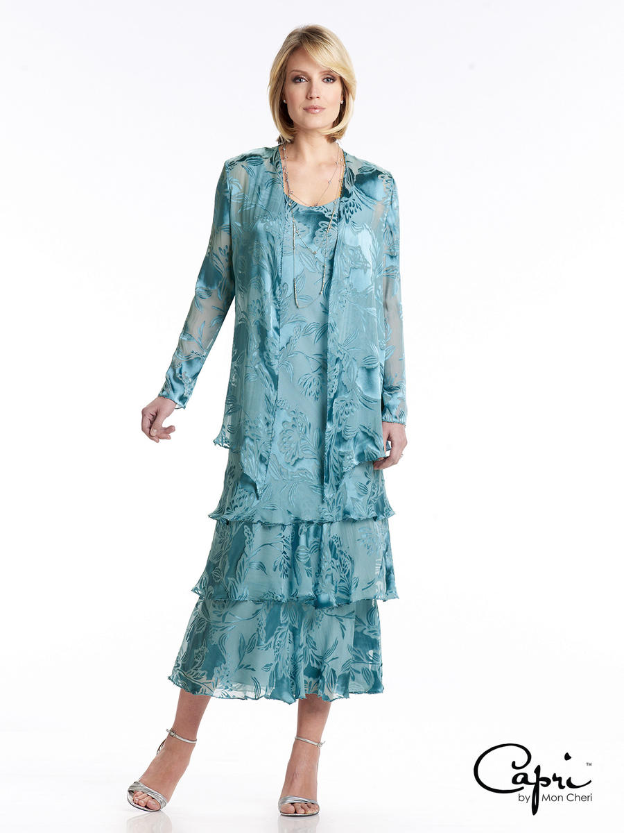 French Novelty: Size 6 Aqua Capri by Mon Cheri CP21514 Mothers Dress