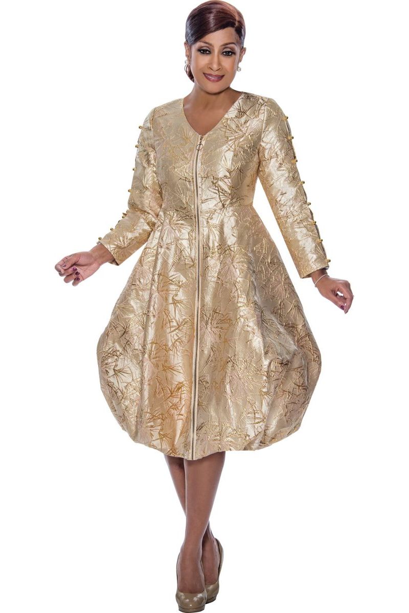French Novelty: Dorinda Clark Cole DCC5051 Shimmering Balloon Hem Dress