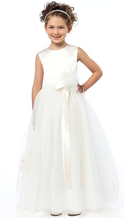 Dessy Satin Tulle Flower Girl Dress FL4030: French Novelty