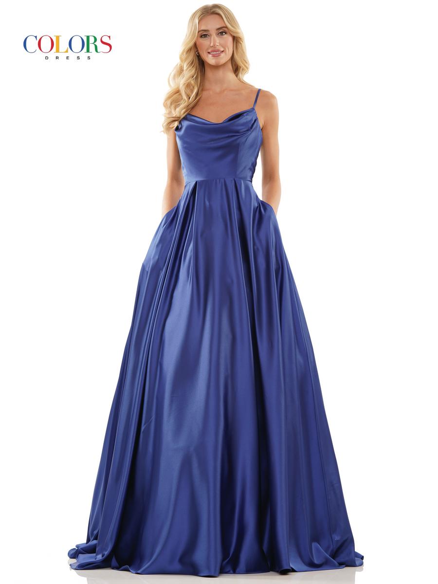 French Novelty: Glow by Colors G1088 Cowl Neck A-Line Prom Dress