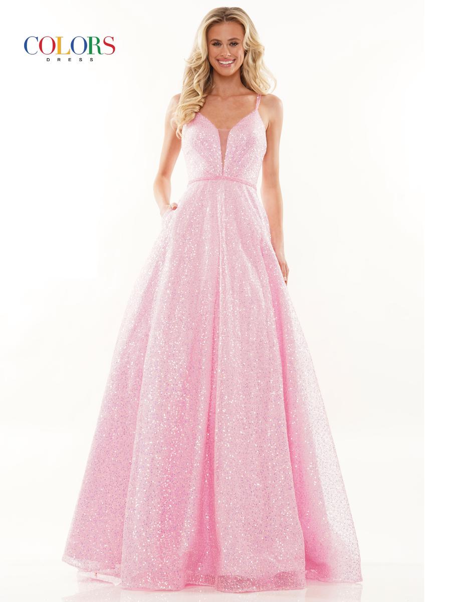 French Novelty: Glow by Colors G1095 Sparkling Sequin Prom Dress