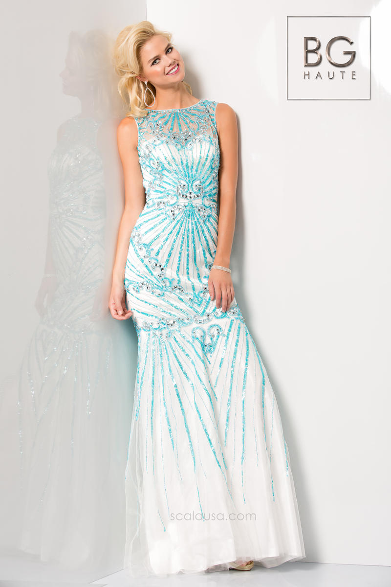 French Novelty: BG Haute G3311 Sheer Beaded Mermaid Dress
