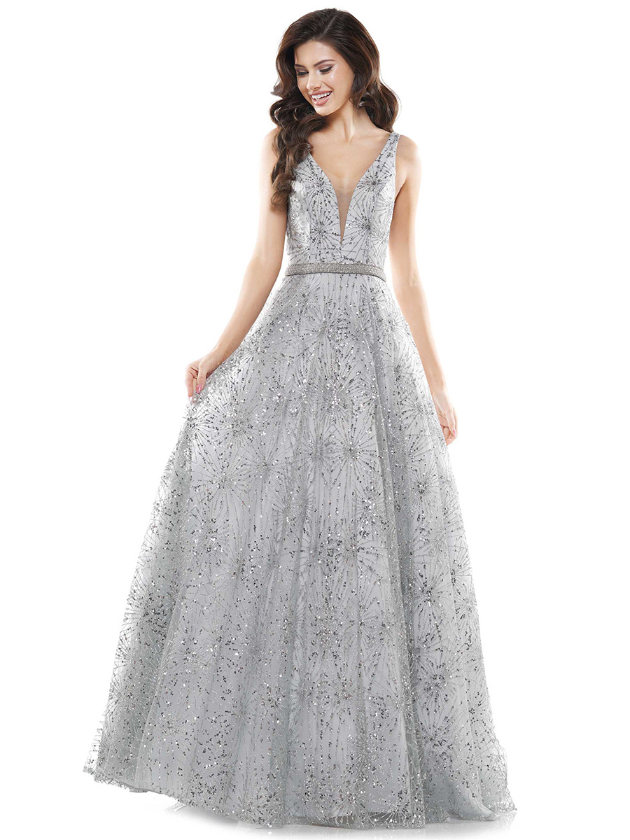 French Novelty: Glow by Colors G942 Sequin Glitter Prom Dress