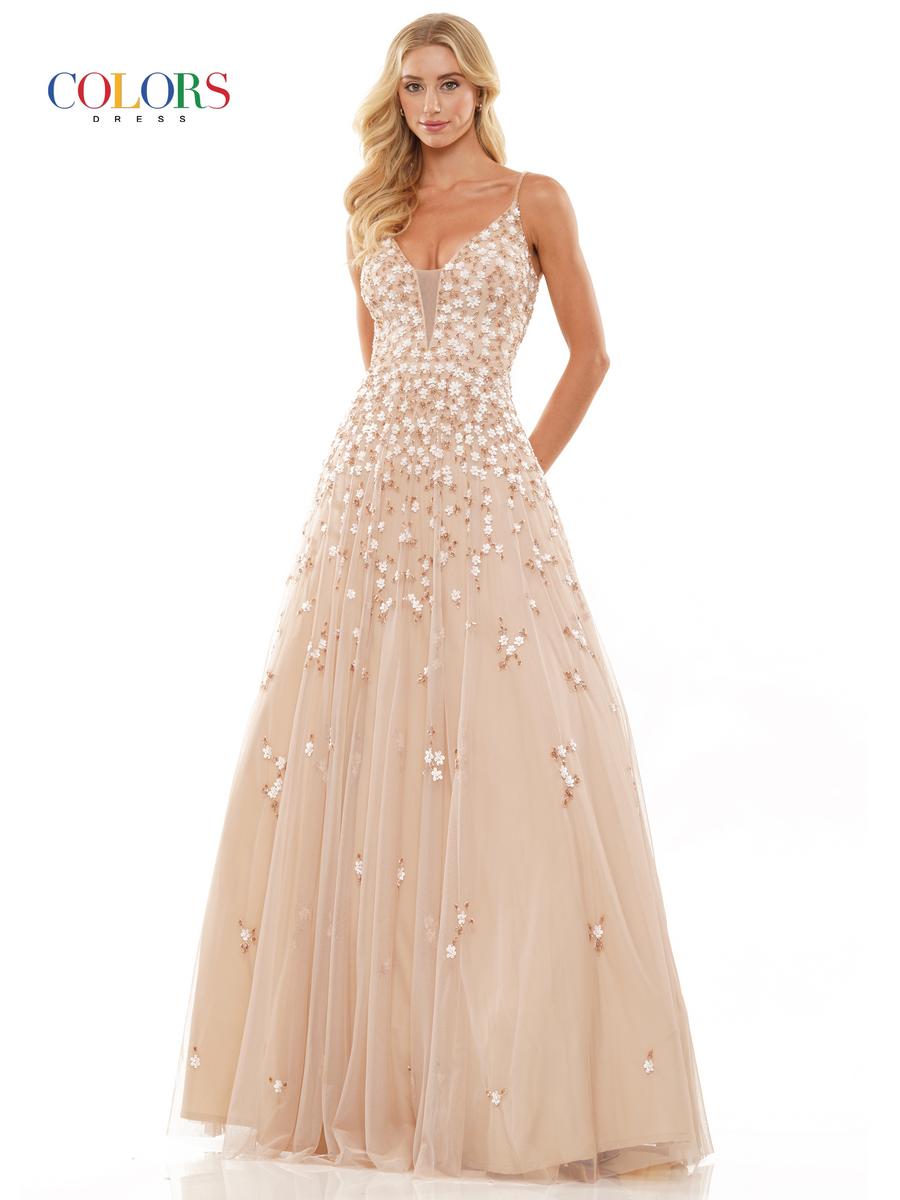 French Novelty: Glow by Colors K140 Floral Princess Prom Dress