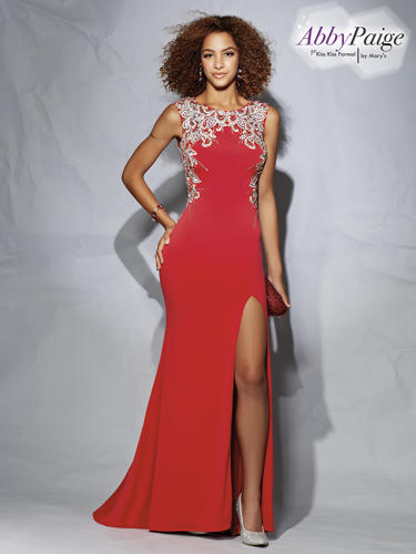 French Novelty: Kiss Kiss P3812 Floral Embroidered Prom Gown