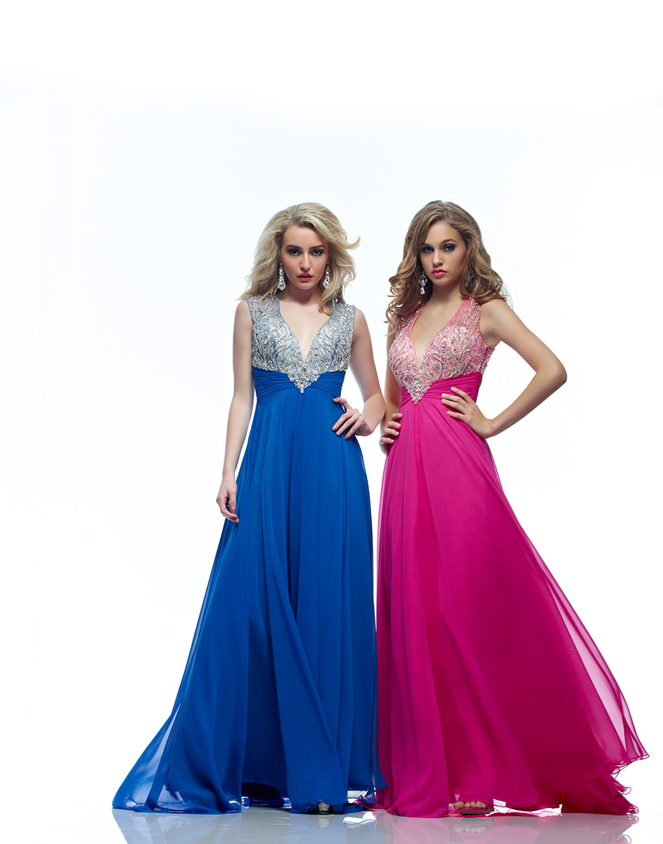 French Novelty: Riva Designs R7429 Deep V Neck Gown