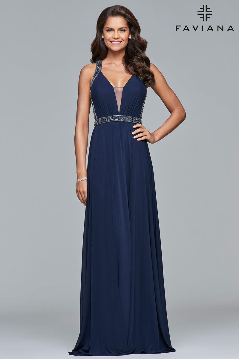 French Novelty: Faviana Glamour S10018 Sheer Back Prom Gown