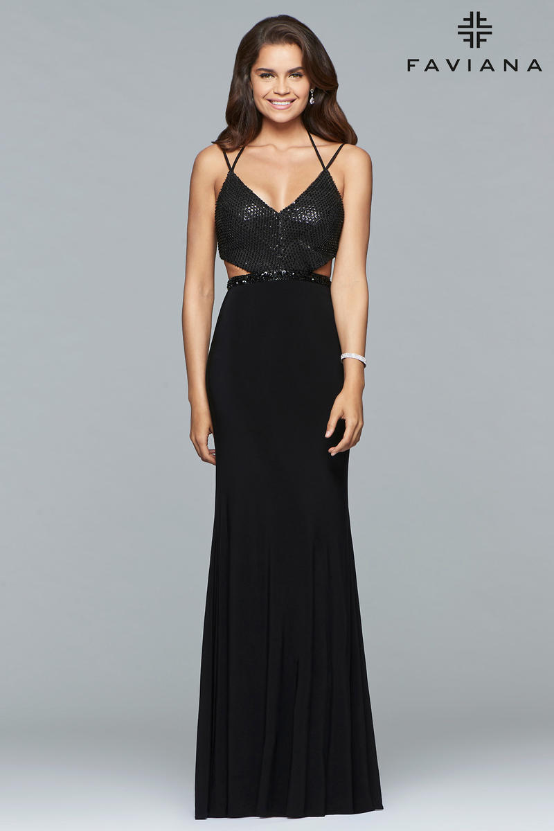 French Novelty: Faviana Glamour S10031 Strappy Cutout Prom Gown