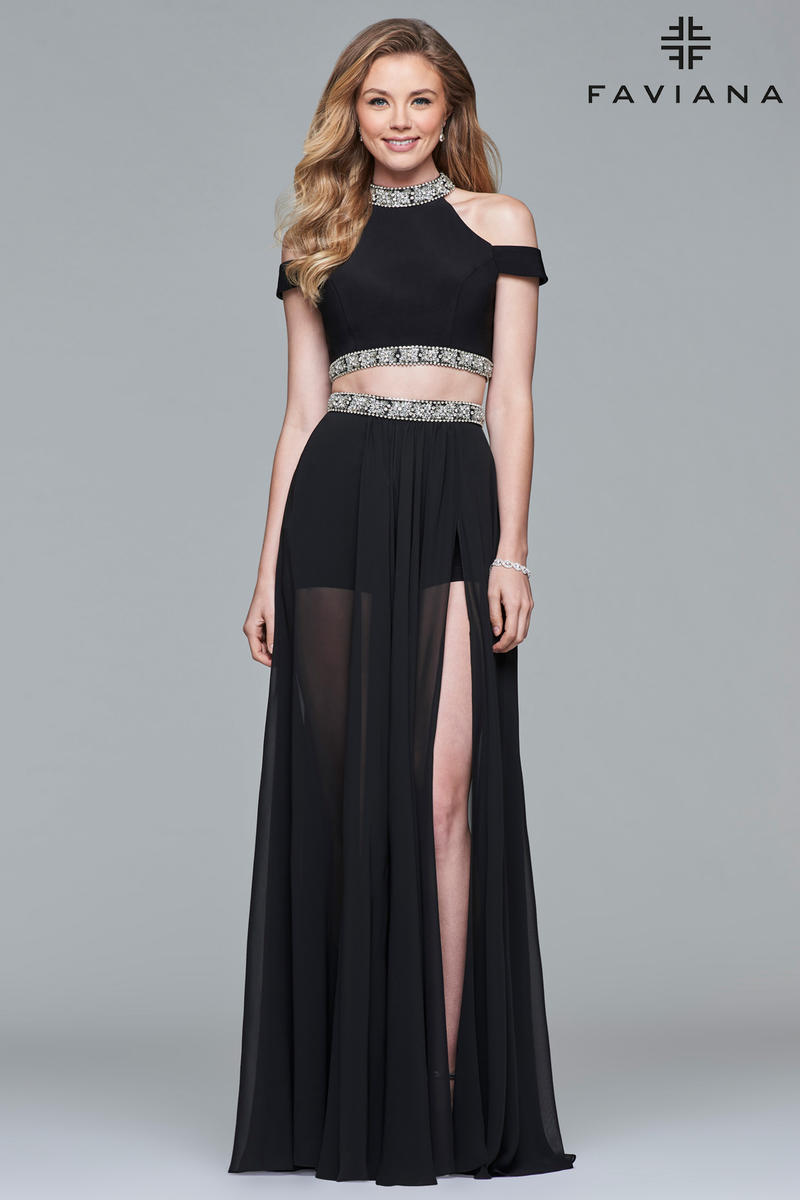 French Novelty: Faviana Glamour S10032 Cold Shoulder 2pc Prom Gown