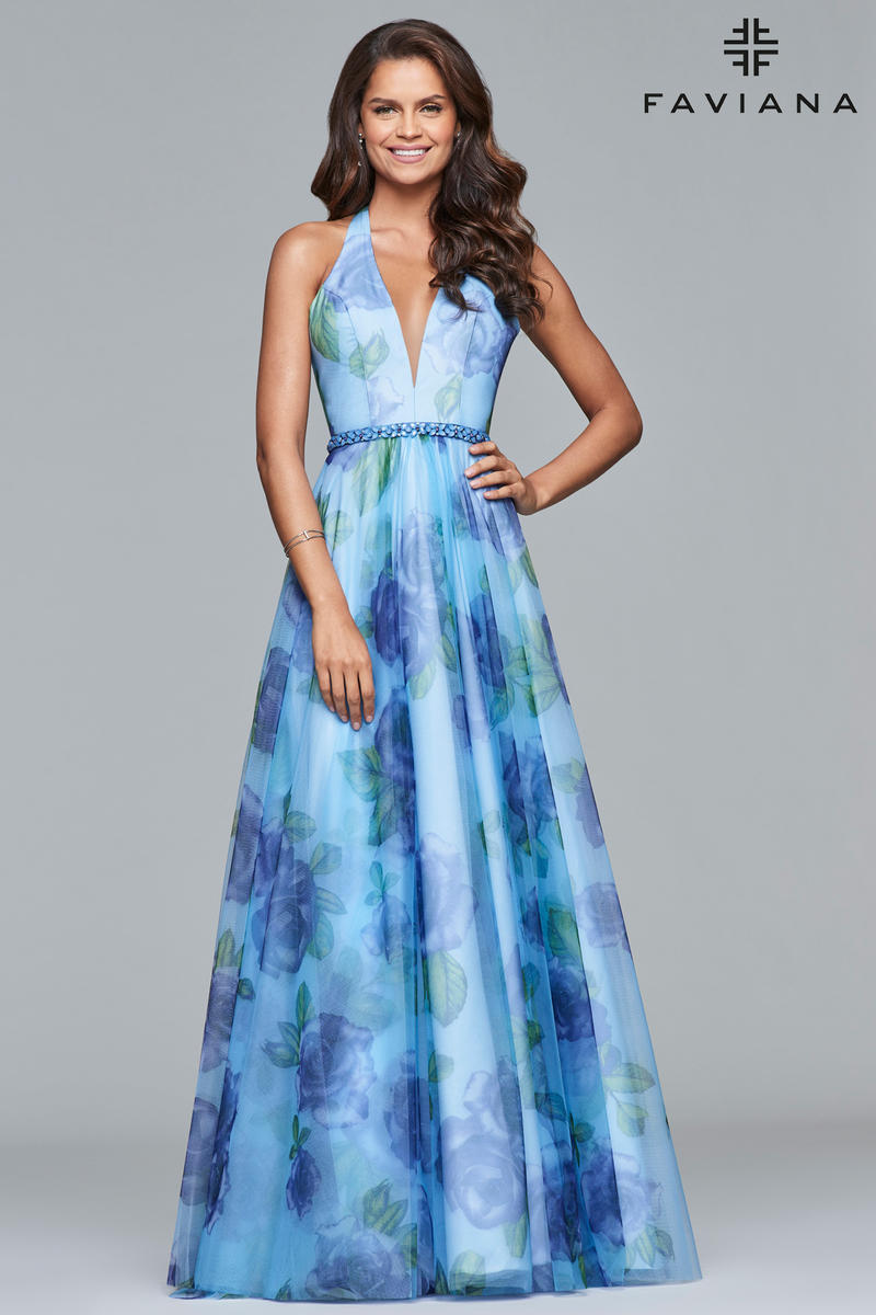 French Novelty: Faviana Glamour S10036 Floral Tulle Evening Gown