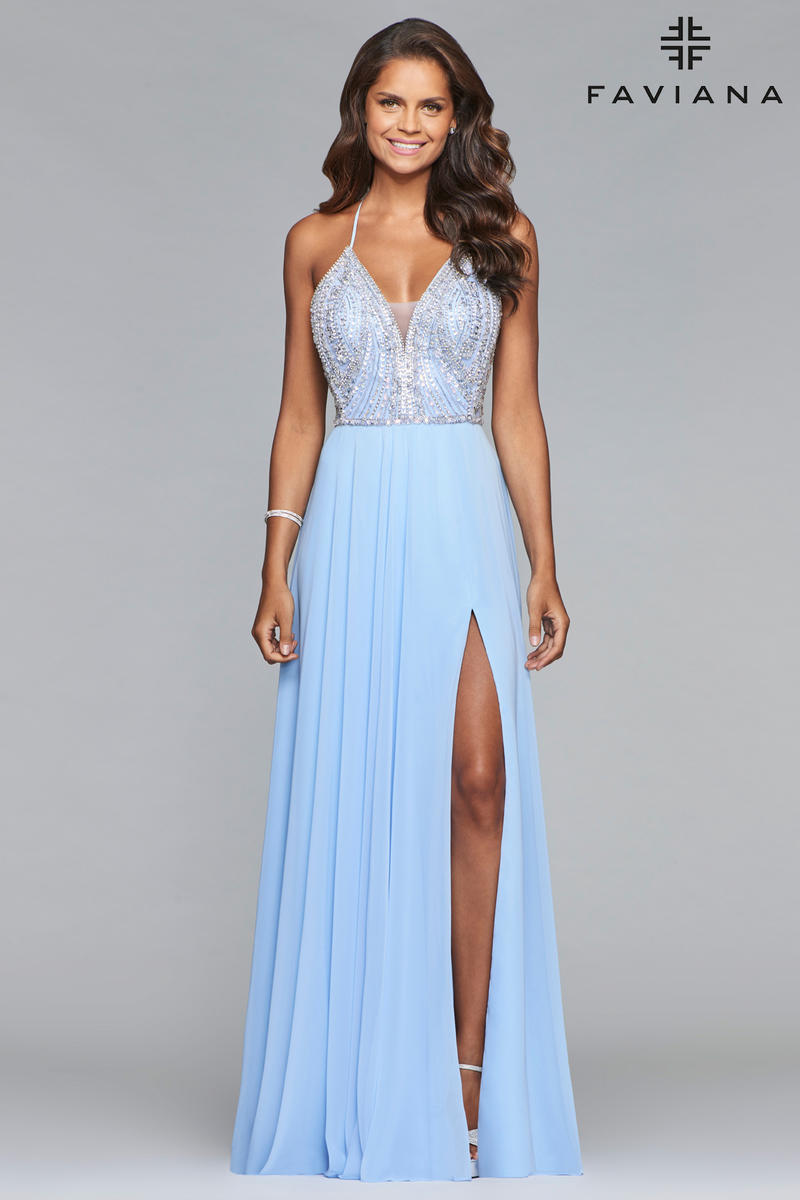 French Novelty: Faviana Glamour S10041 Beaded Lace Up Gown
