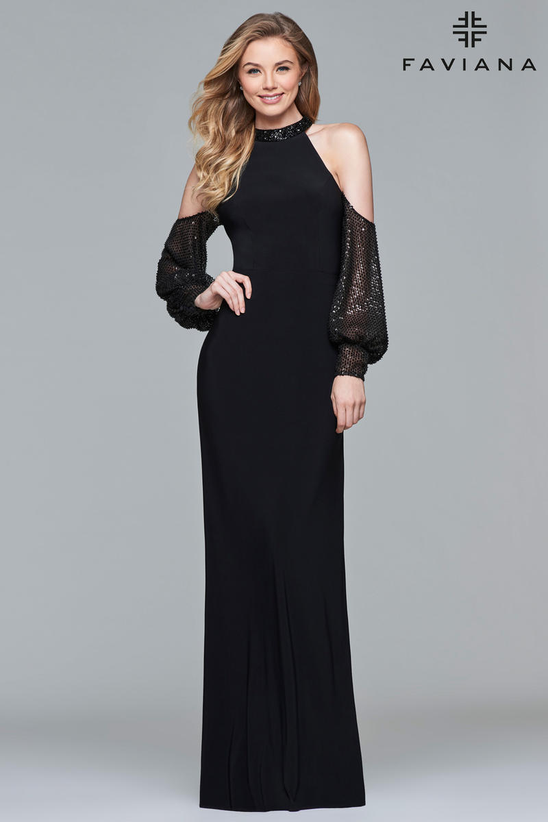 French Novelty: Faviana Glamour S10053 Long Sleeve Cold Shoulder Gown