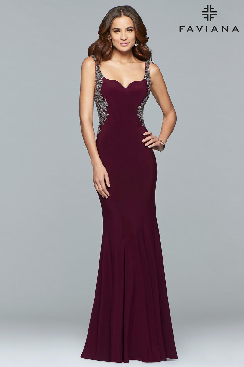 French Novelty: Faviana Glamour S10096 Formal Gown with Sheer Beading