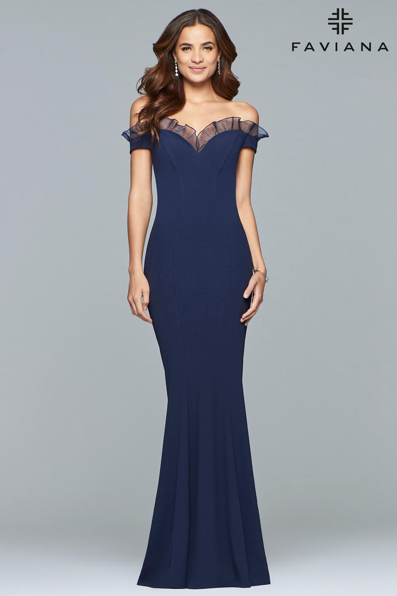 French Novelty: Faviana Glamour S10097 Ruffle Off the Shoulder Gown