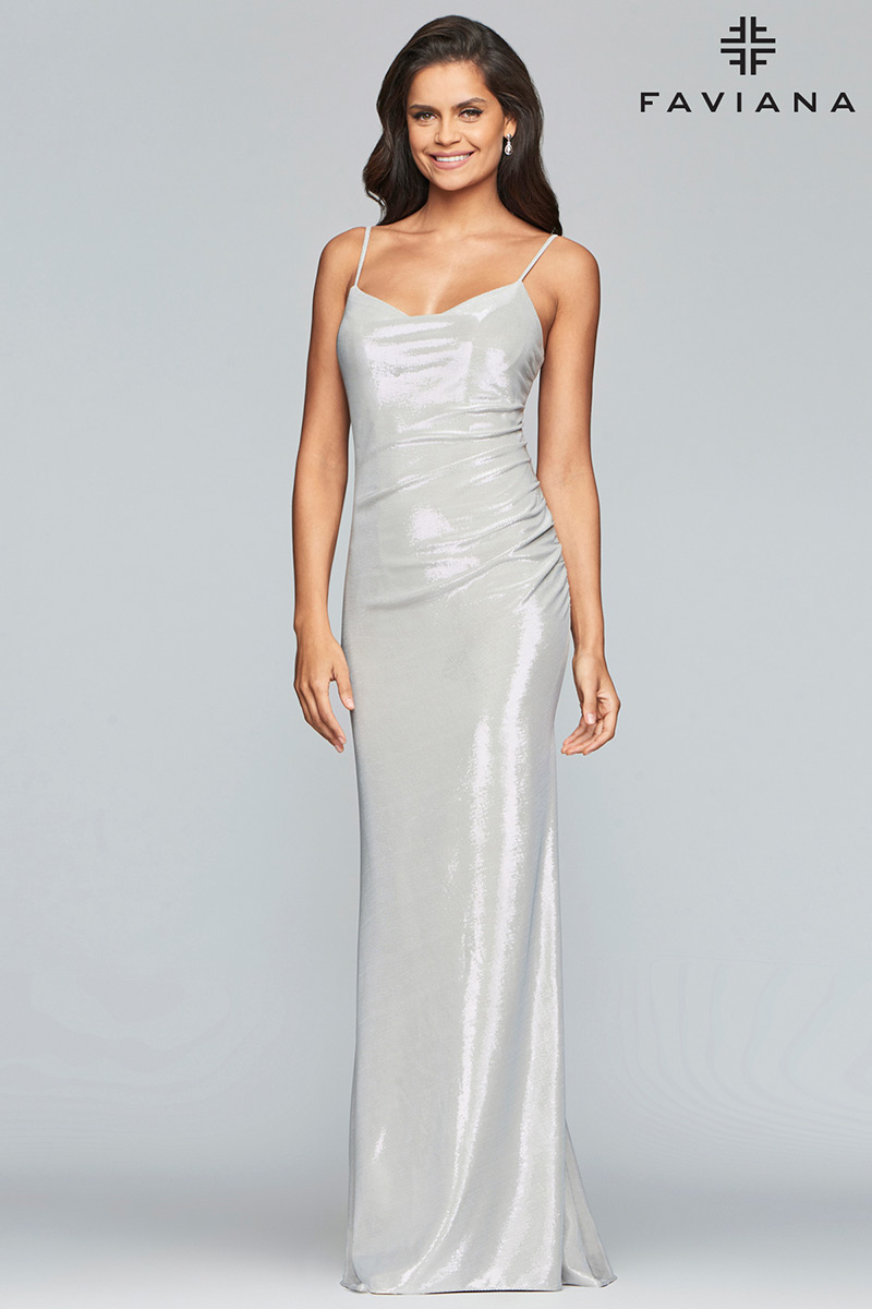 French Novelty: Faviana Glamour S10256 Cowl Neck Metallic Prom Dress