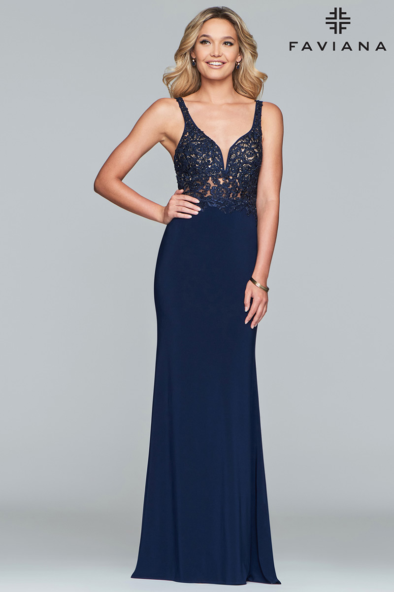 French Novelty: Faviana Glamour S10274 Prom Dress with Godet Back