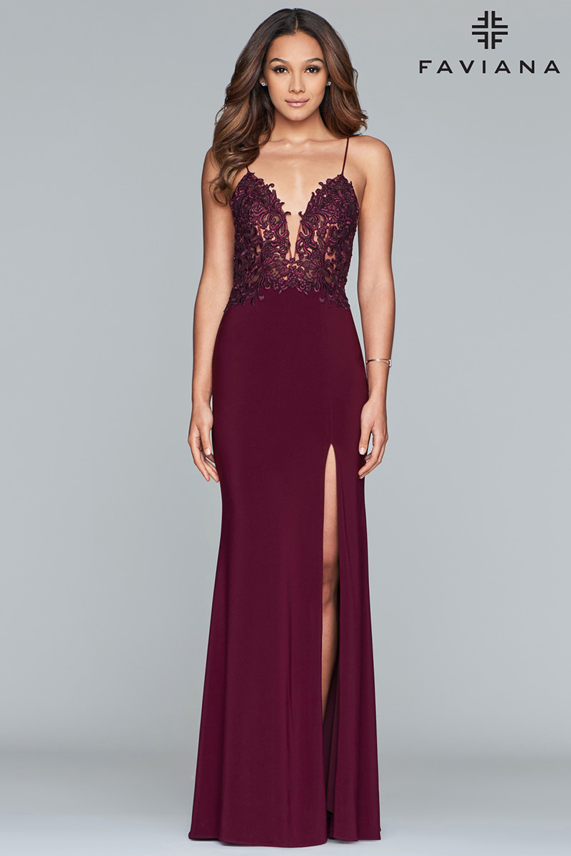 French Novelty: Faviana Glamour S10275 Sheer Sides Prom Dress