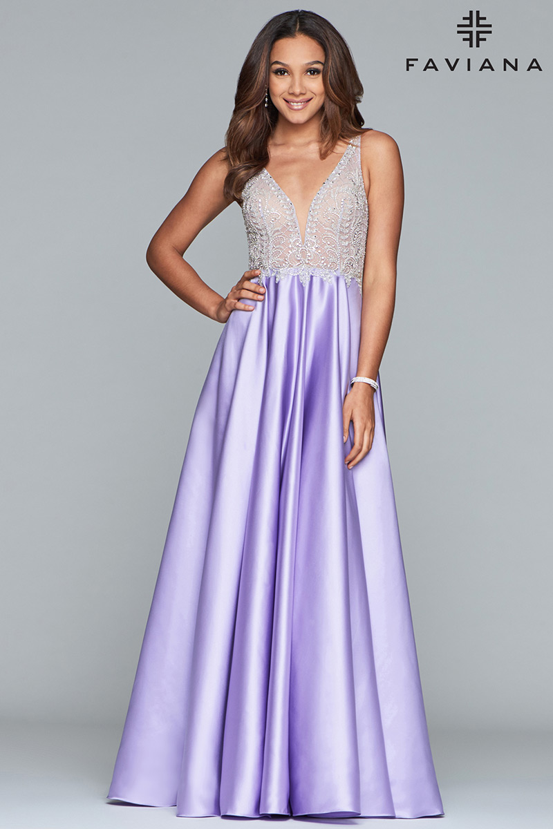 French Novelty: Faviana Glamour S10291 Open Lace Up Back Prom Dress