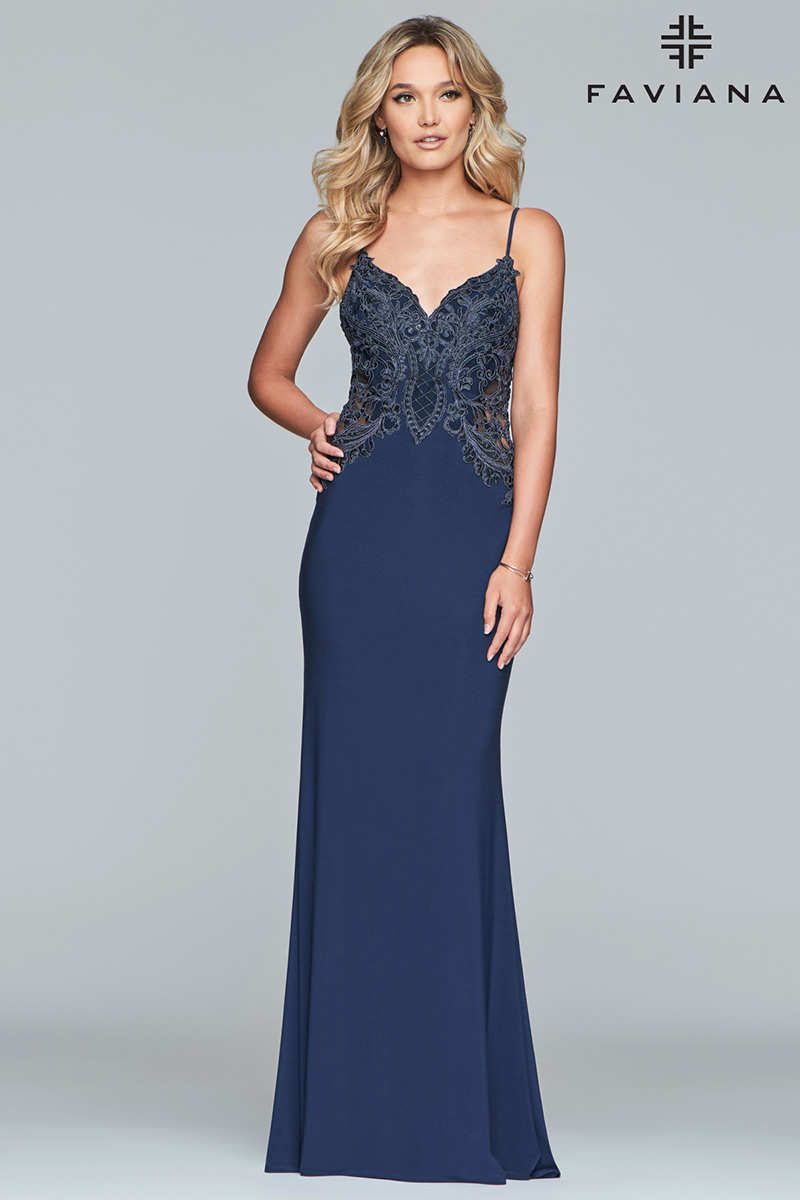 French Novelty: Faviana Glamour S10292 Prom Dress with Godet Back
