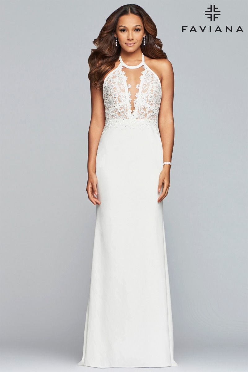 French Novelty: Faviana Glamour S10296 See Through Top Prom Dress