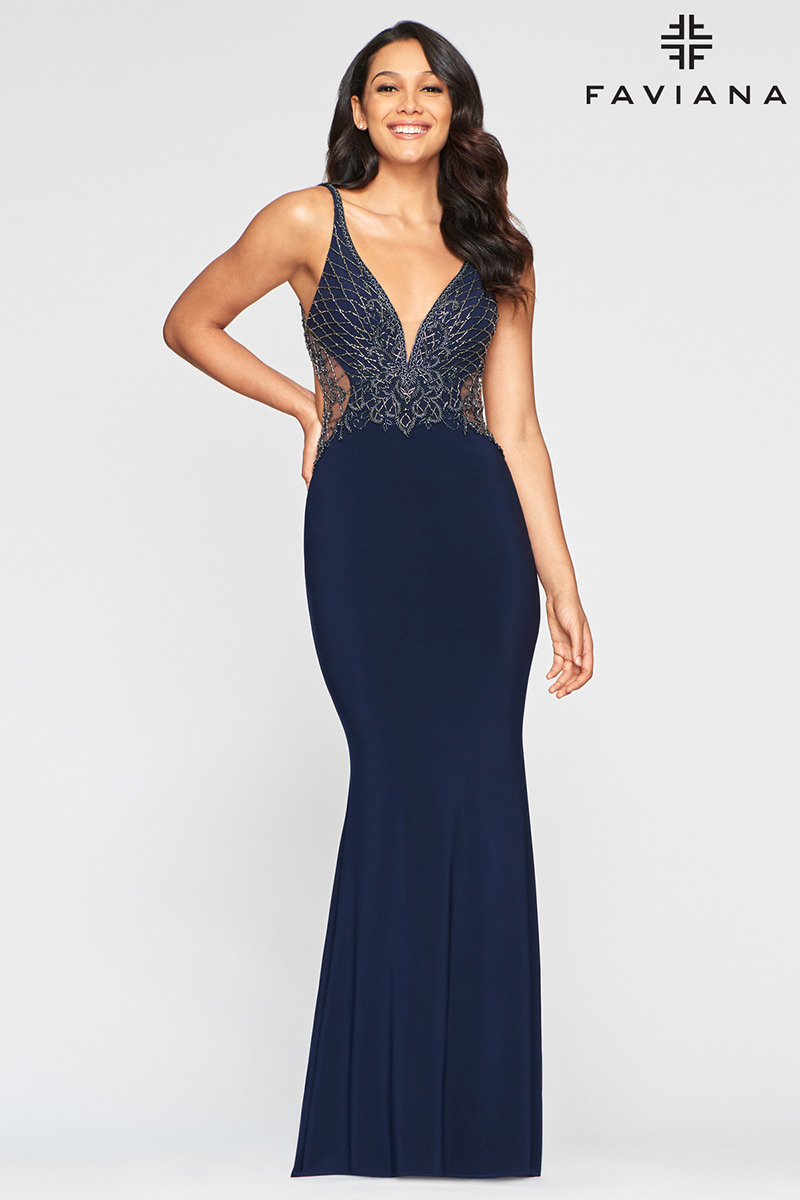 French Novelty: Faviana Glamour S10470 Cut Out Sides Prom Gown