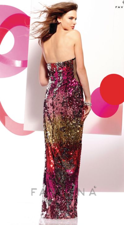 French Novelty: Faviana Sequin and Mesh Formal Dress 7106