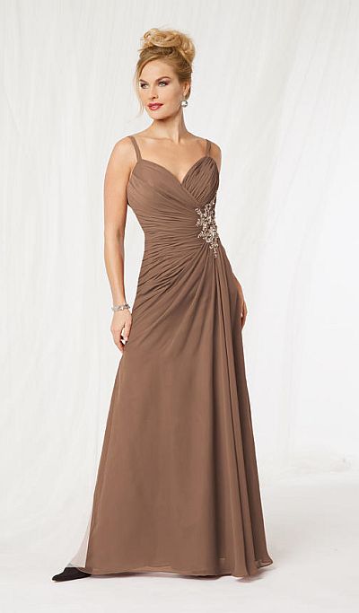 Caterina 8011 Deep V Back Mother of the Bride Dress: French Novelty