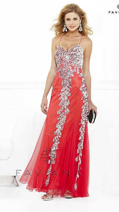 French Novelty: Faviana 7113 Sequin Chiffon Evening Dress