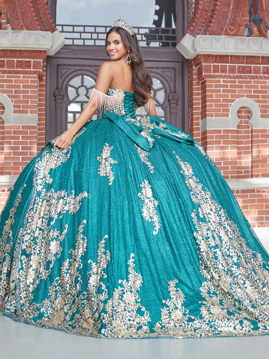 Teal And Gold Quinceanera Dresses