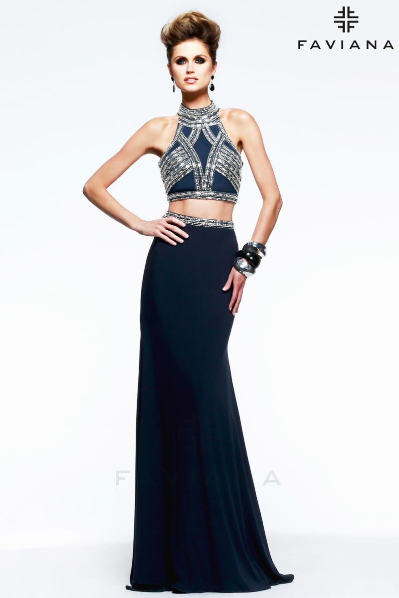French Novelty: Faviana Glamour S7537 2pc Beaded Jersey Prom Dress